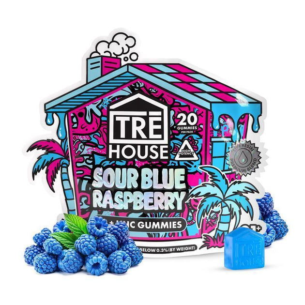 TRE HOUSE: SOUR BLUE RASPBERRY THC GUMMIES - 400MG – DR.SMOKE